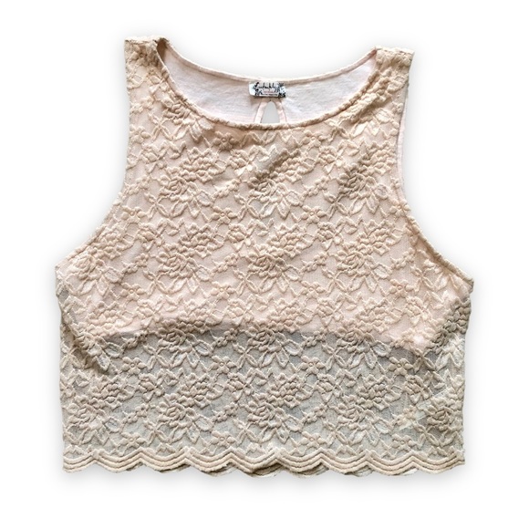 Free People | Tops | Intimately Free People Cream Lace Crop Tank Top ...